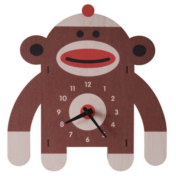 modern moose | Wall Decor | Sock Monkey Wooden Clock Wall Or Standing Clock Birch Wood Made In ...